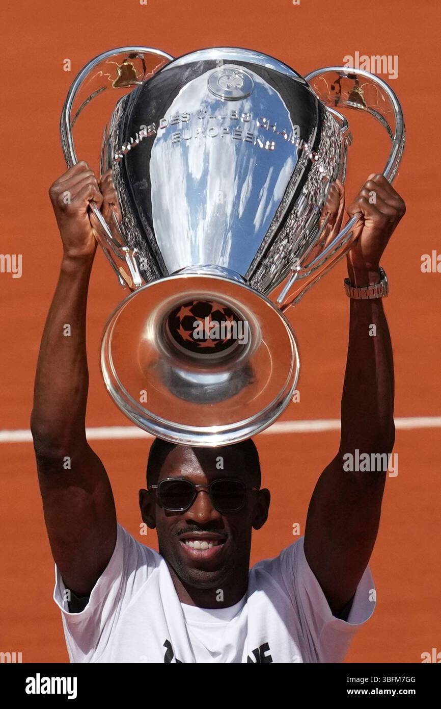 PSG's soccer player Ousmane Dembele presents the Champions League ...