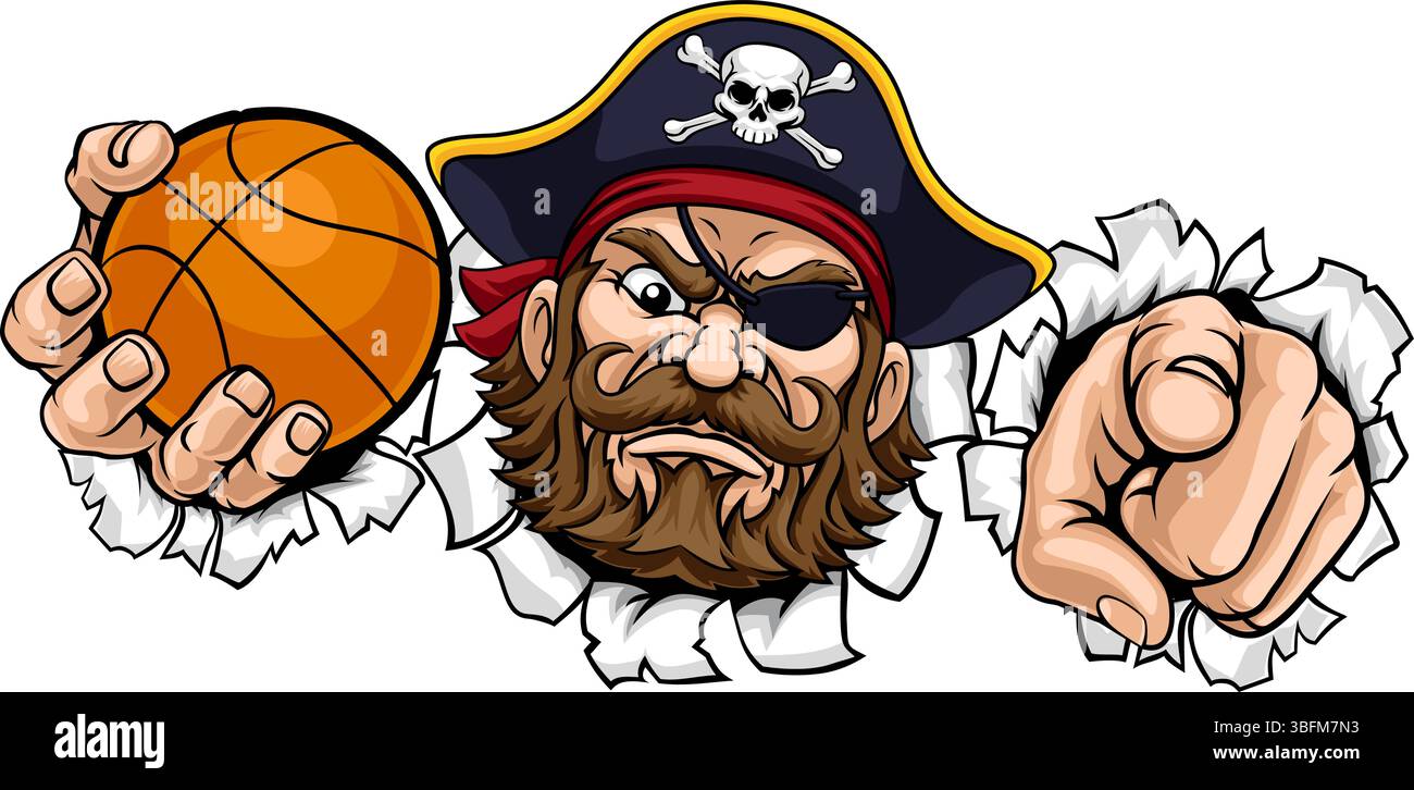 Pirate Basketball Ball Sports Mascot Illustration Stock Vector Image ...