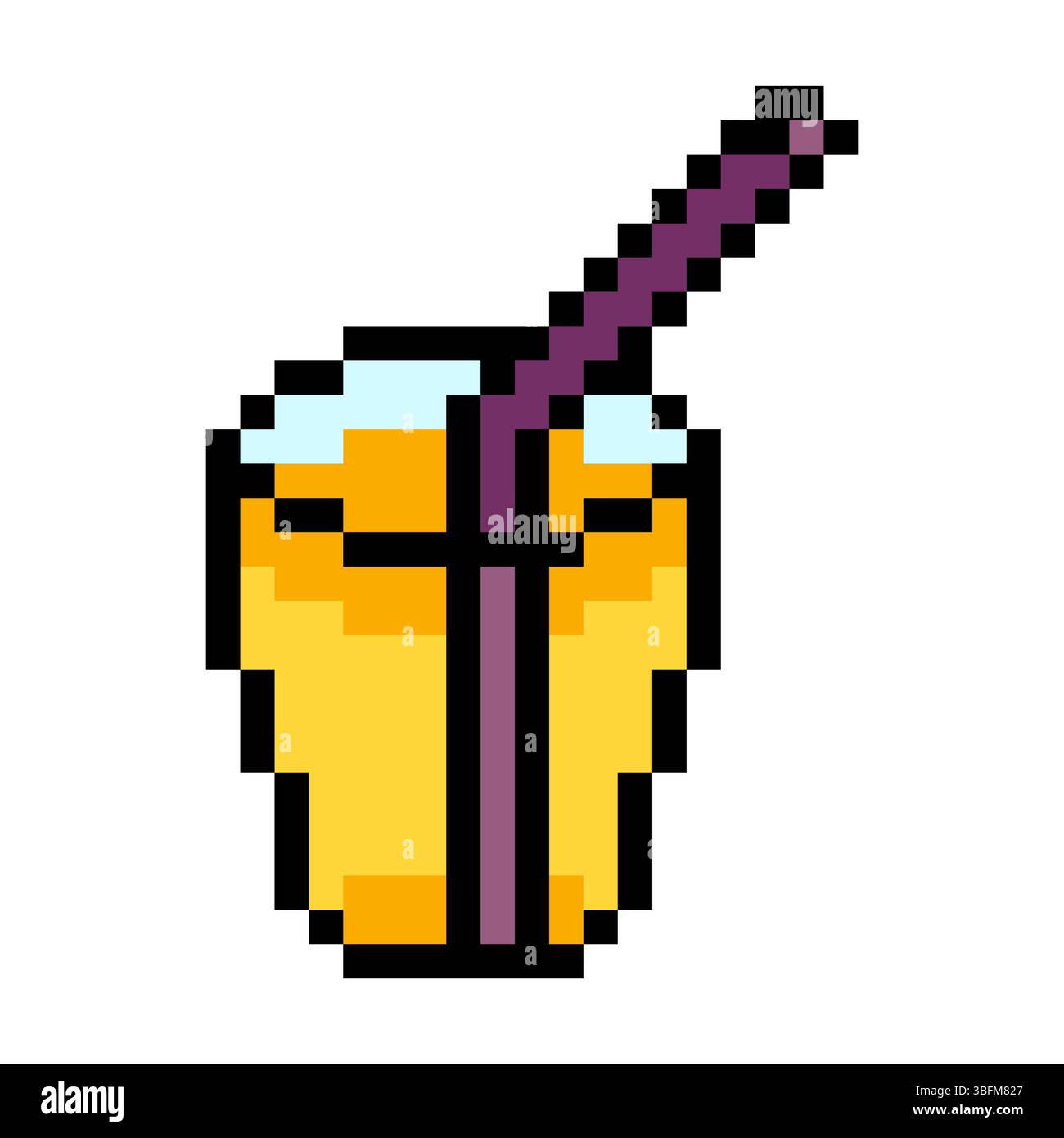 Lemon fruit juice with straw in glass in pixel art style Stock Vector ...