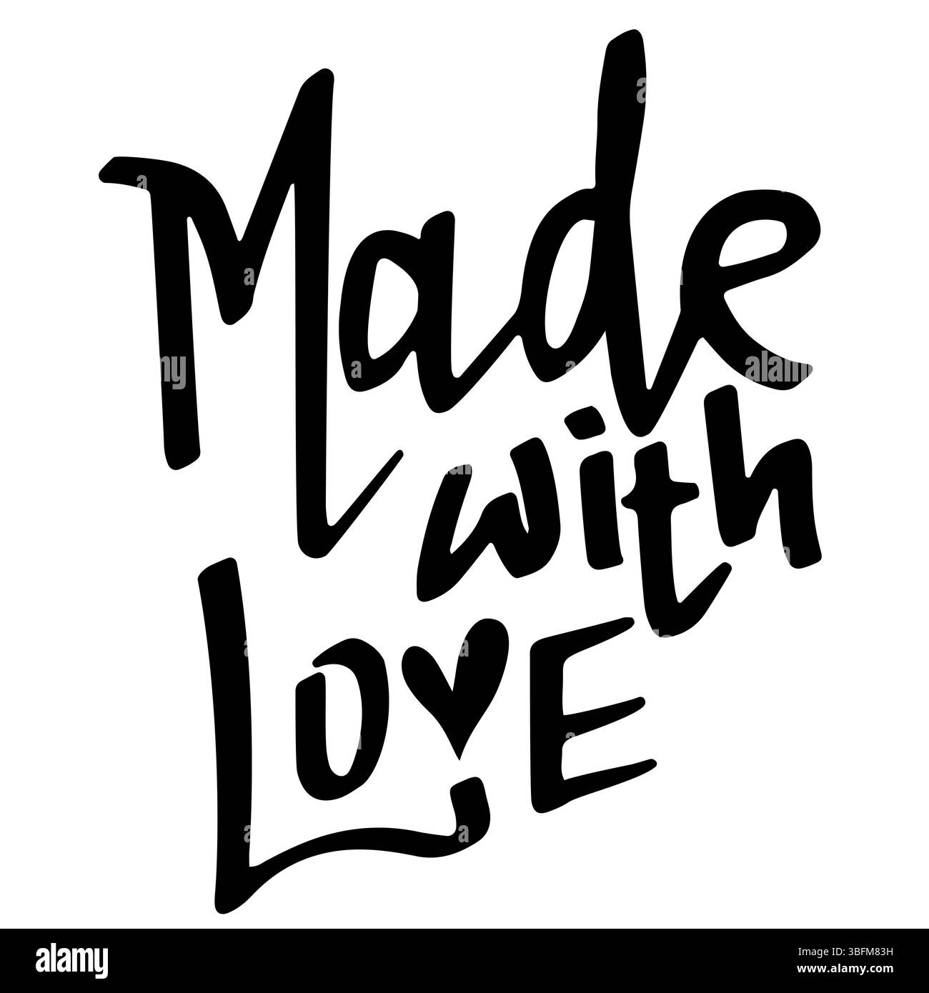 Made love lettering handwritten Black and White Stock Photos & Images ...