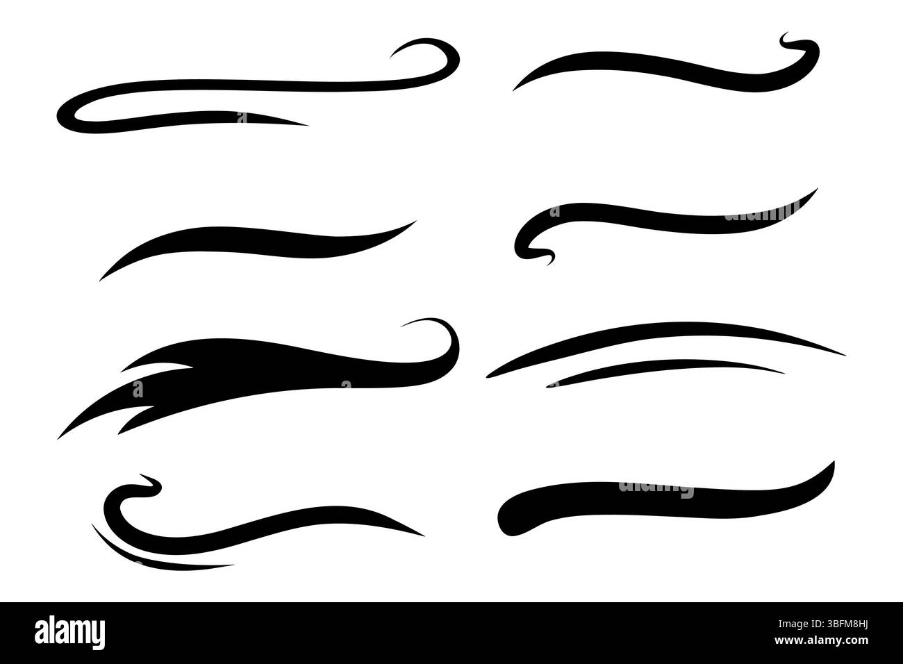 Black swoosh curves and underline shapes for sports, branding and ...