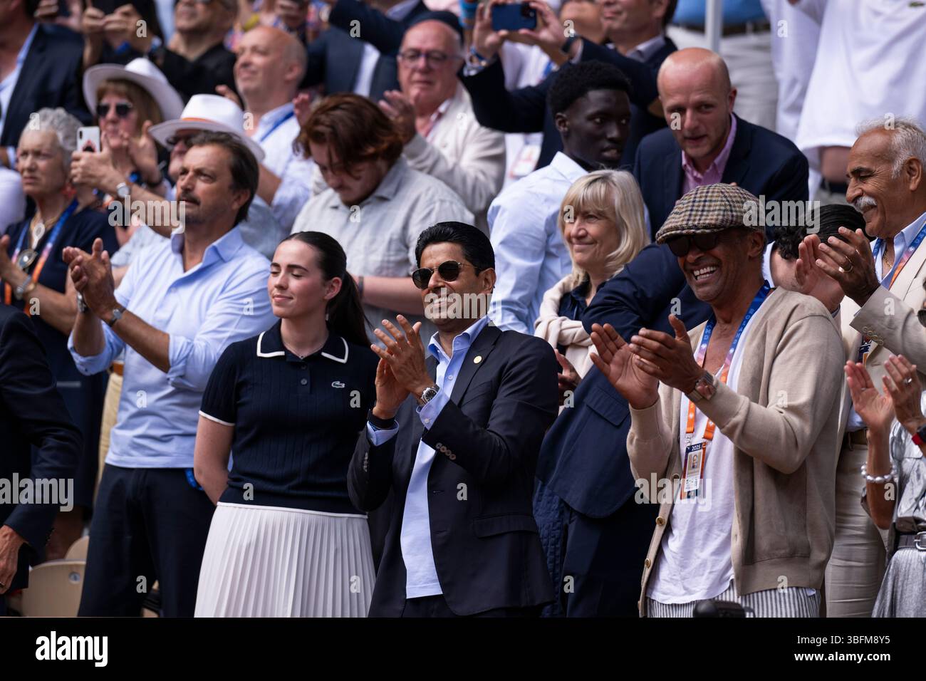 PSG President Nasser Al-Khelaifi watches from the President box on day ...