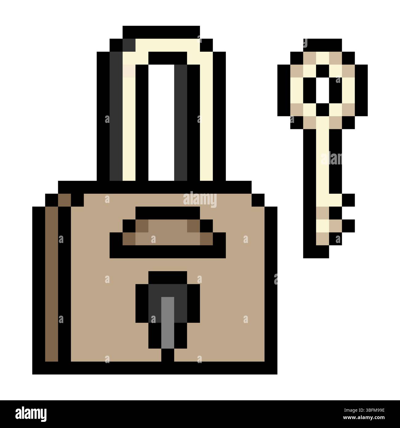 Padlock and key in pixel art style Stock Vector Image & Art - Alamy