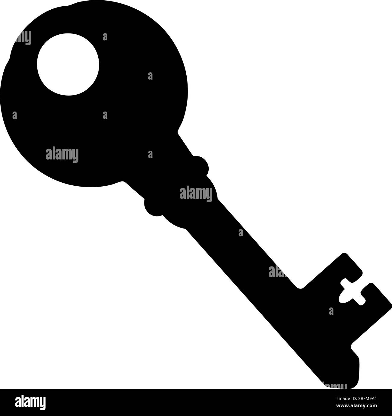 Classic Key Silhouette Icon - Access & Solution Symbol Vector Stock ...