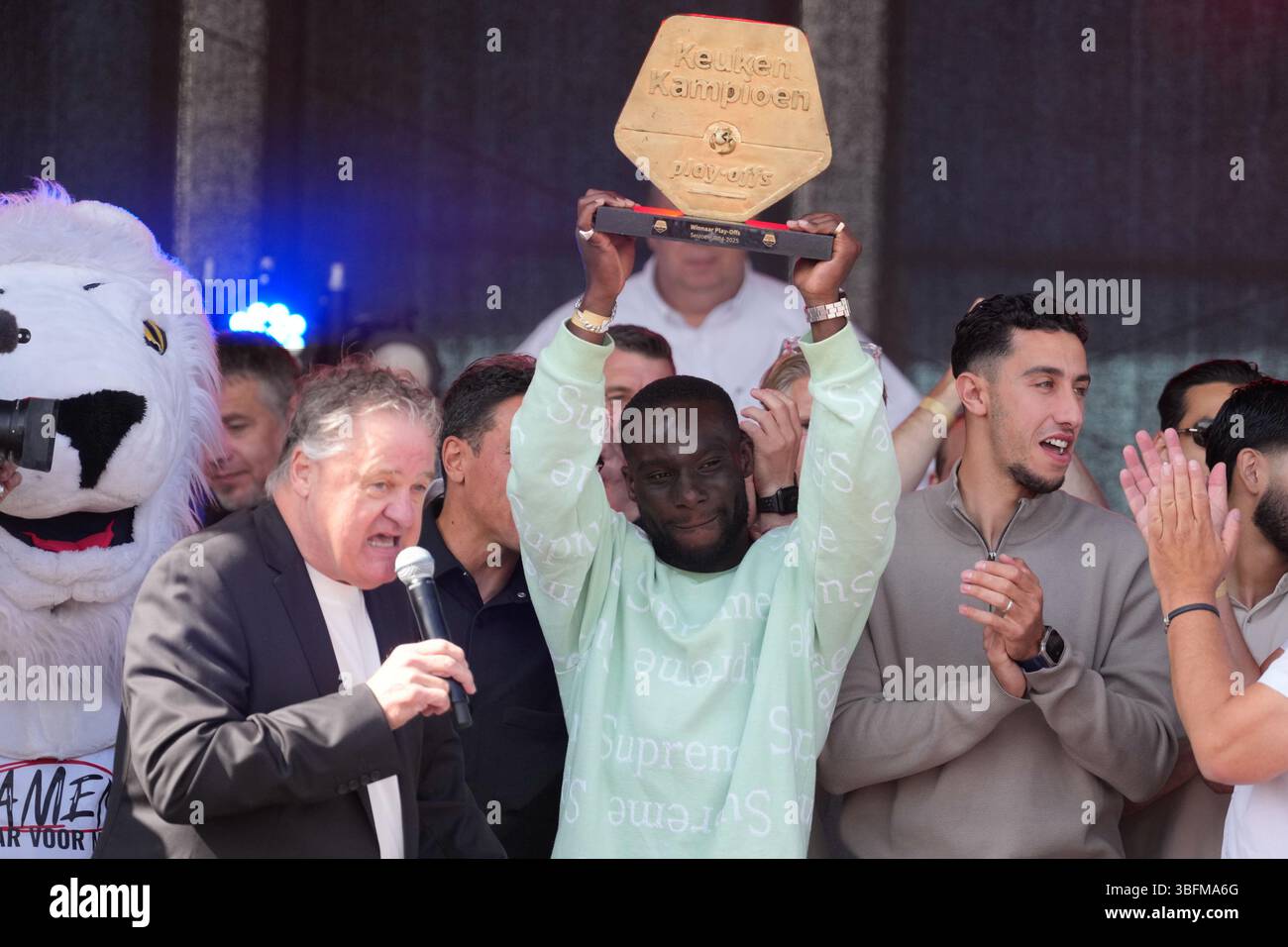 IJMUIDEN, 02-06-2025, Telstar is honored after their promotion to the ...