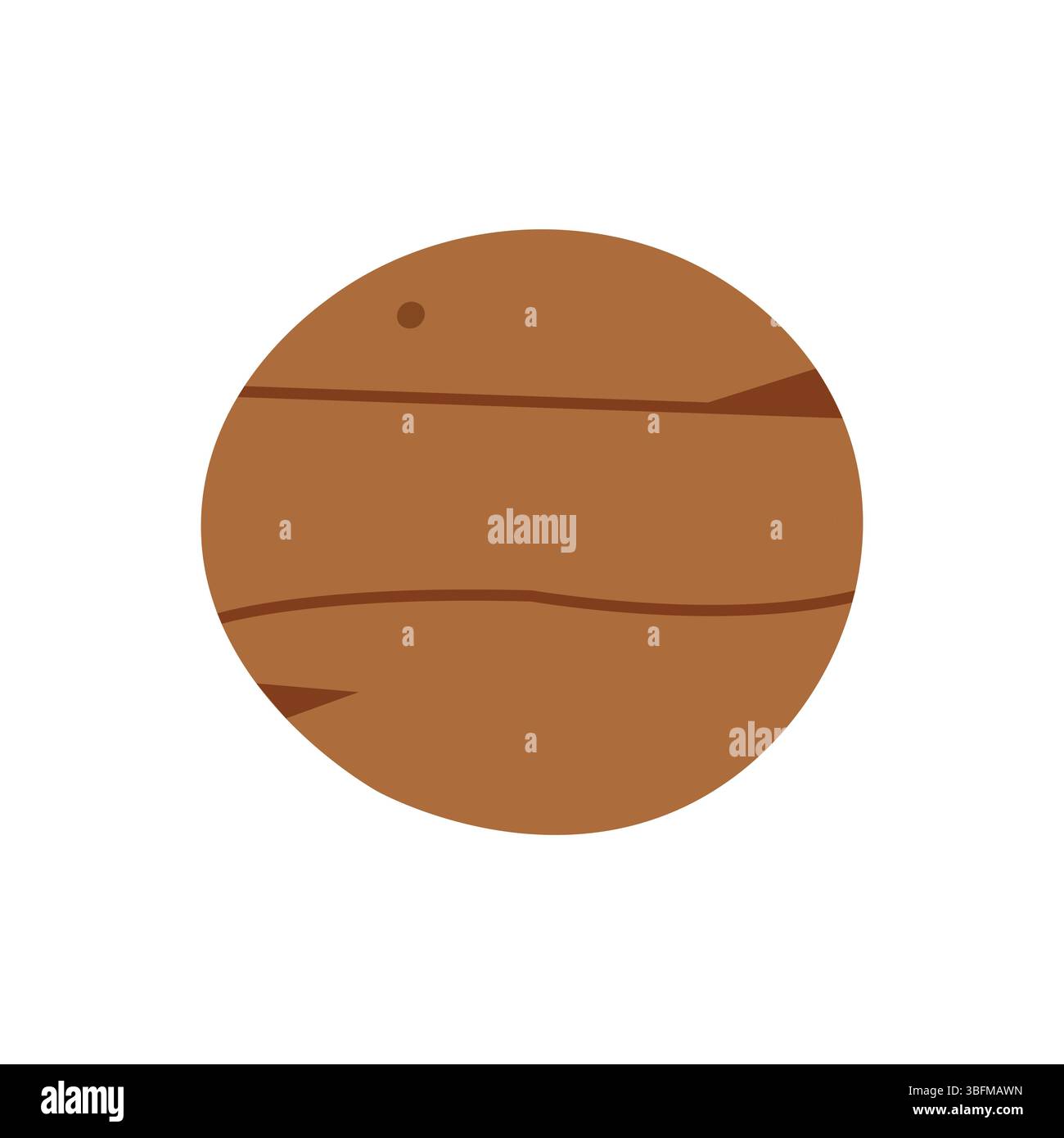 Minimal vector illustration of a brown wooden texture planet in flat ...