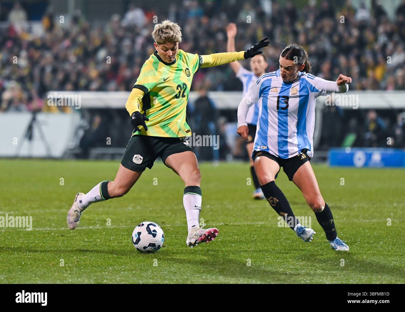 Canberra, Australia. 2 Jun 2025, goal scorer Michelle Heyman taking a ...