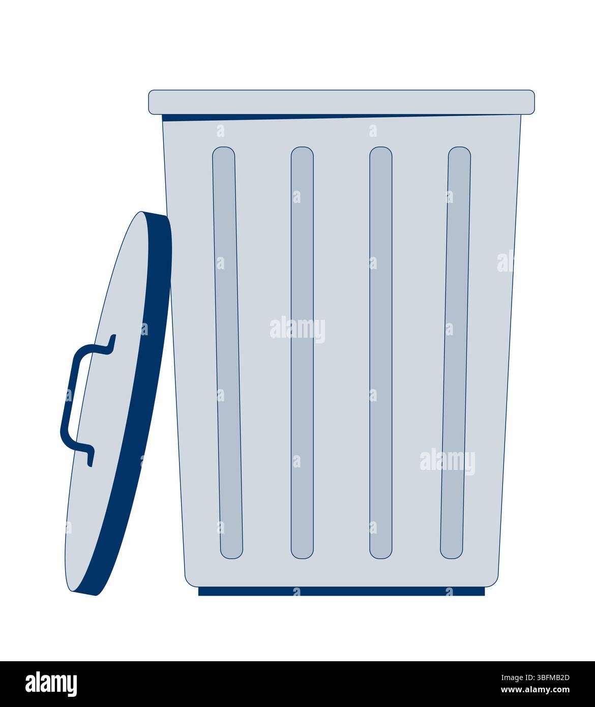 Metal trash can with open lid 2D cartoon object Stock Vector Image ...