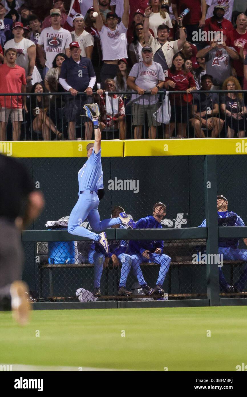 June 1, 2025: Creighton outfielder Nolan Sailors (1) climbs the ...