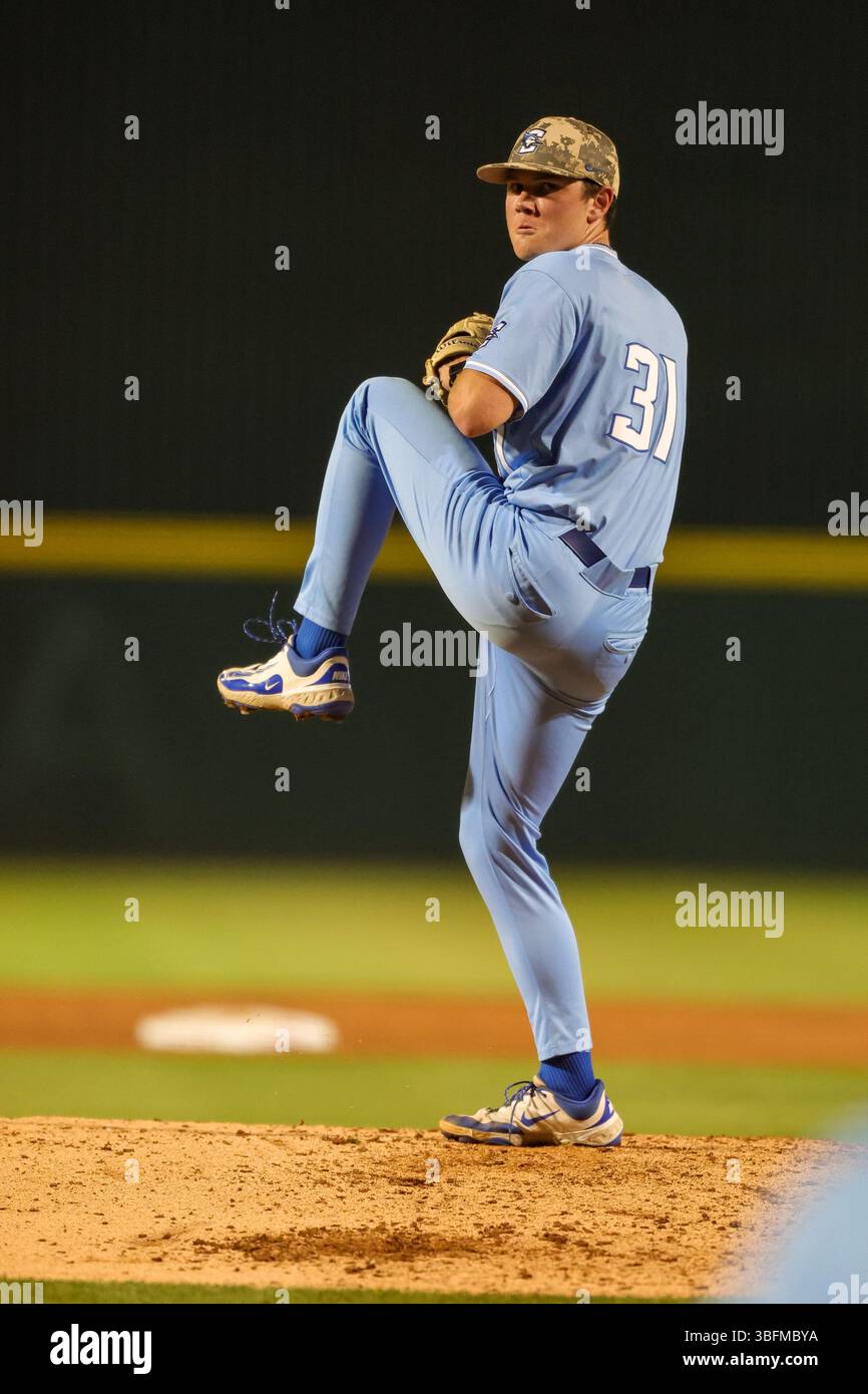June 1, 2025: Bluejays pitcher Jimmy Burke (31) begins his wind up on ...
