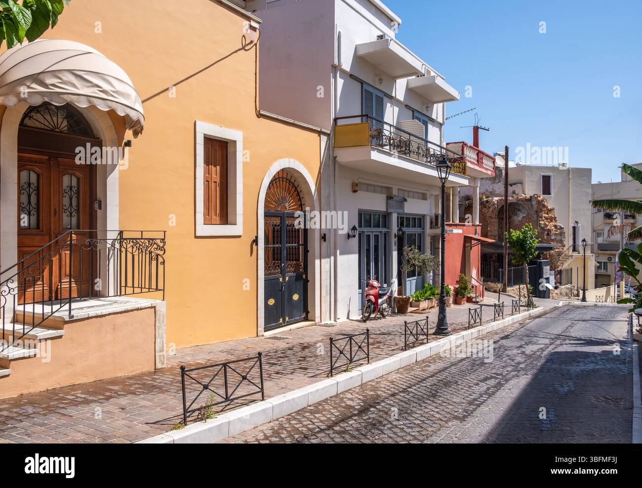 Chania old town architecture. Crete island, Greece. Restored buildings ...