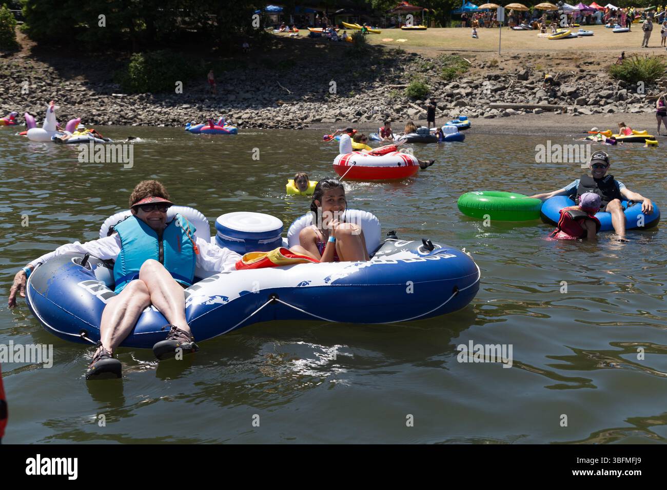 The Big Float, Portland, Oregon - July 15th 2017: People float down the ...