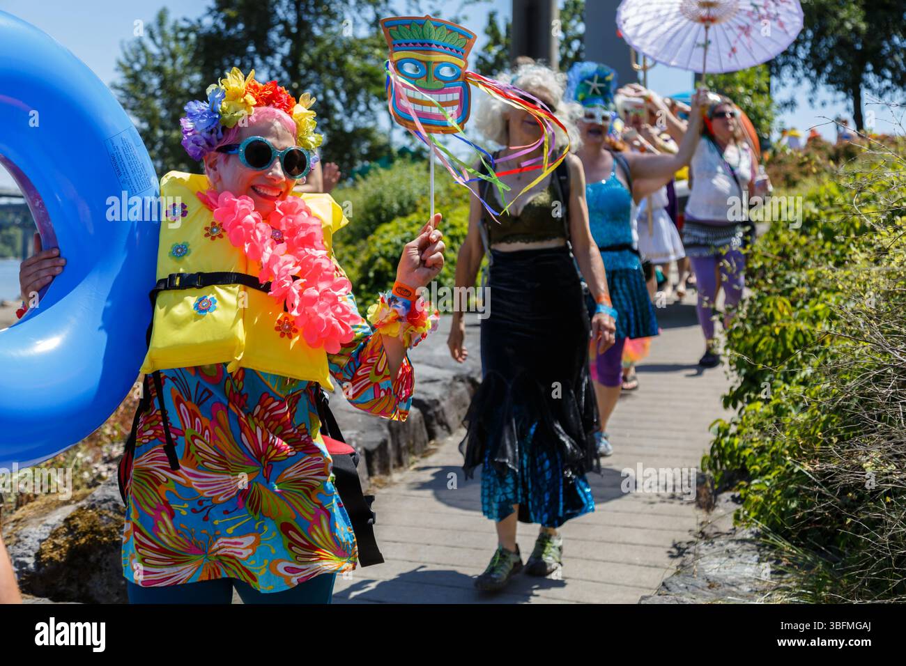 The Big Float, Portland, Oregon - July 15th 2017: People in colorful ...