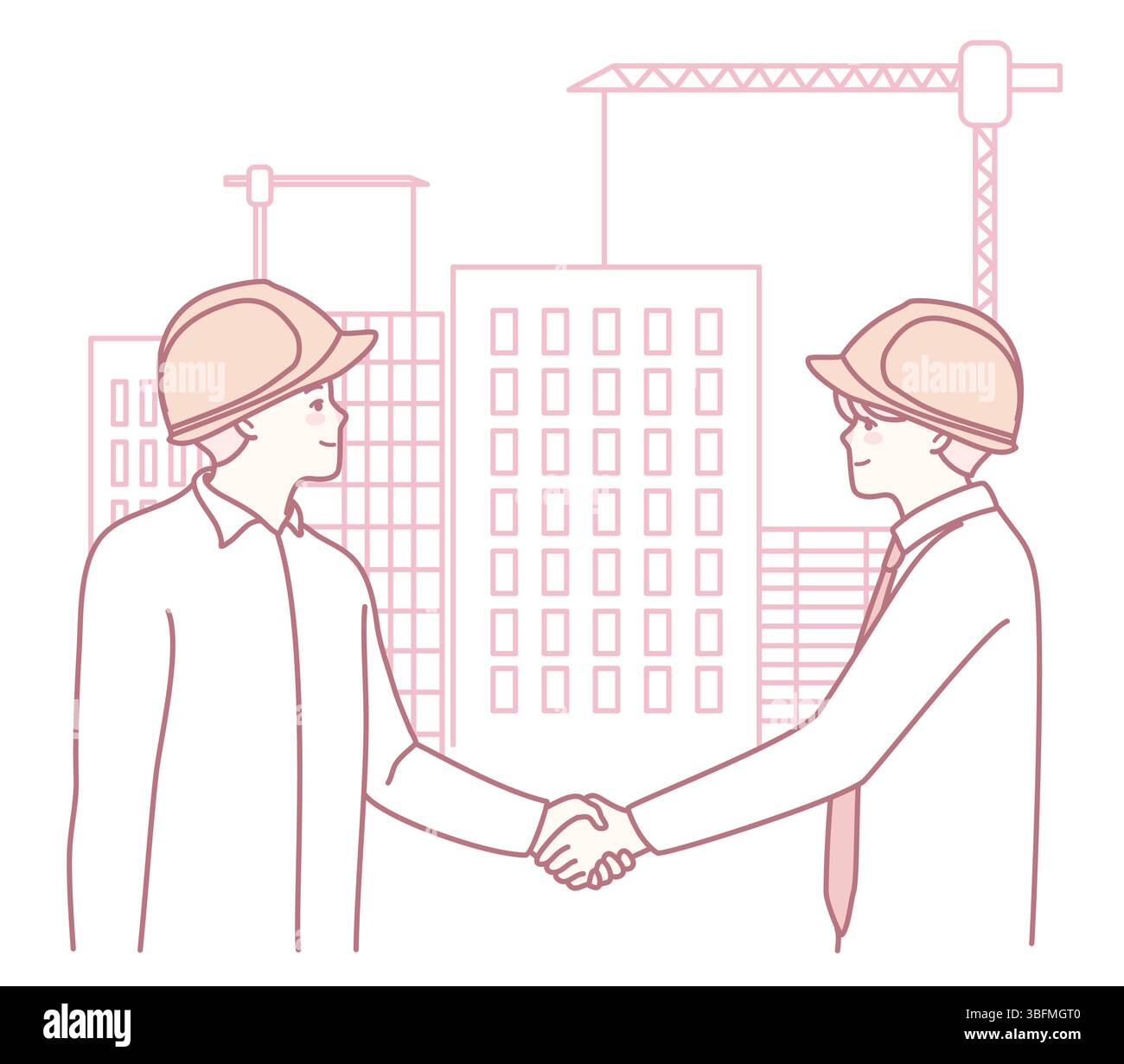 Two engineers shake hands in Stock Vector Images - Alamy