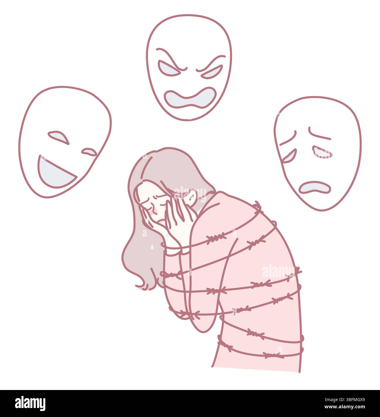 An artistic illustration vividly depicting emotional turmoil with ...