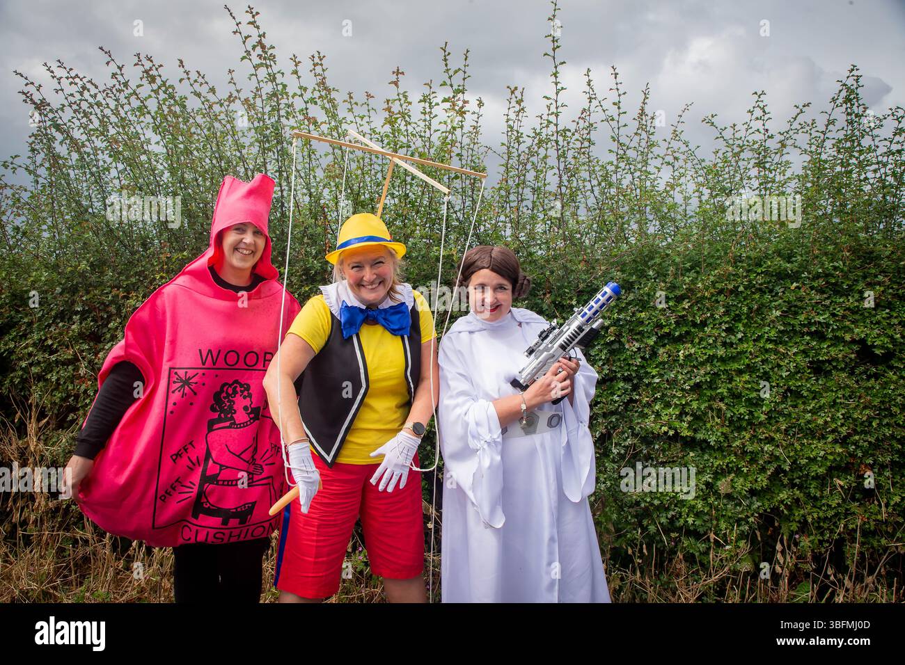 July 2024 - Three women dressed in funny costumes before the Croft ...