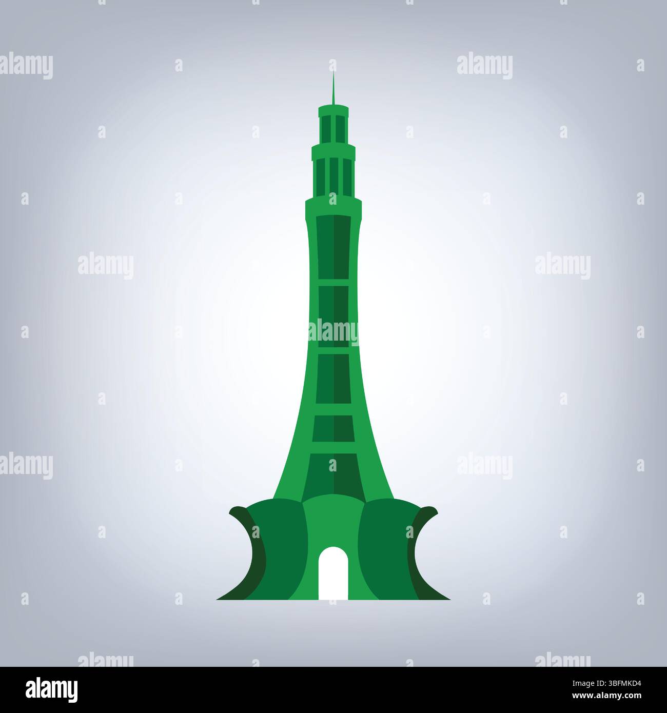 Minar-e-Pakistan landmark of Lahore, with a silver abstract background ...