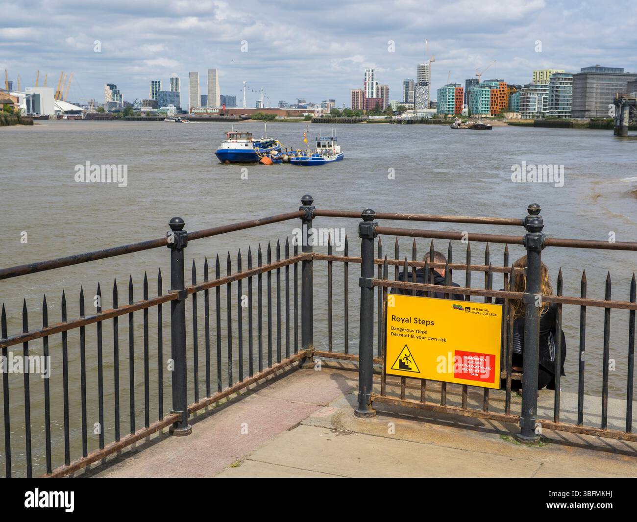 The Royal Steps, Thames Path, River Thames, Old Royal Naval Collage, Greenwich, London, England ...