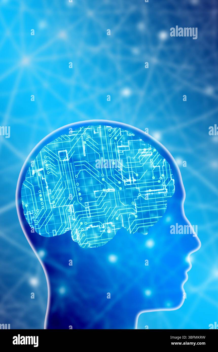 illustration for wired human brain concept Stock Photo - Alamy