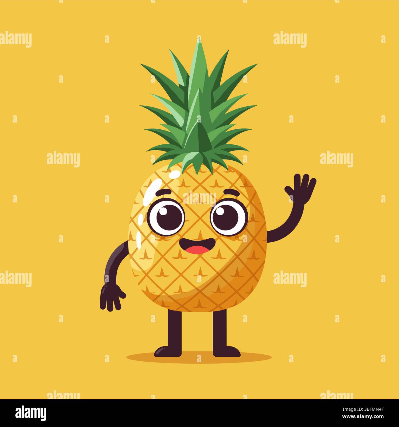 Cute and funny pineapple character. Cute happy cartoon pineapple ...