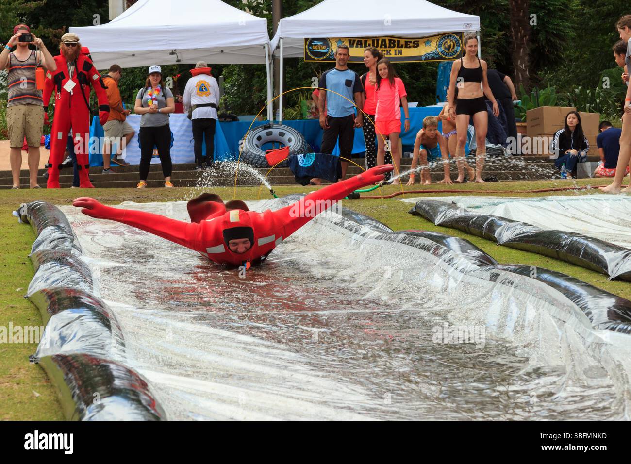 The Big Float, Portland, Oregon - July 10th 2016: A person in a red ...