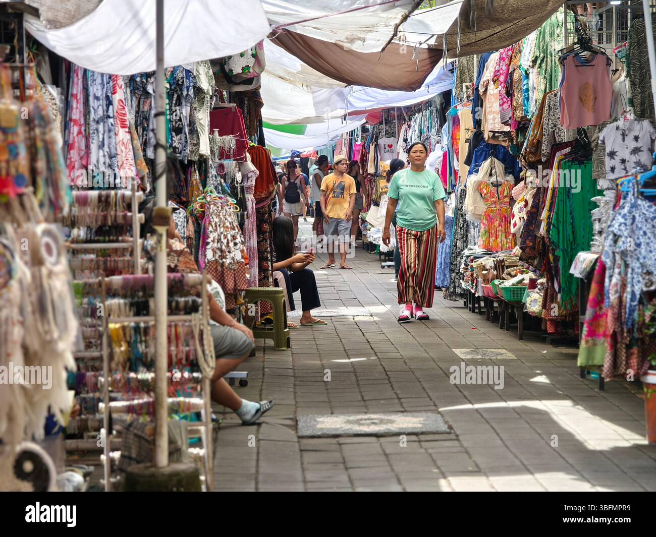Ubud, Bali, Indonesia – May 12, 2025: A vibrant Ubud art market lined ...