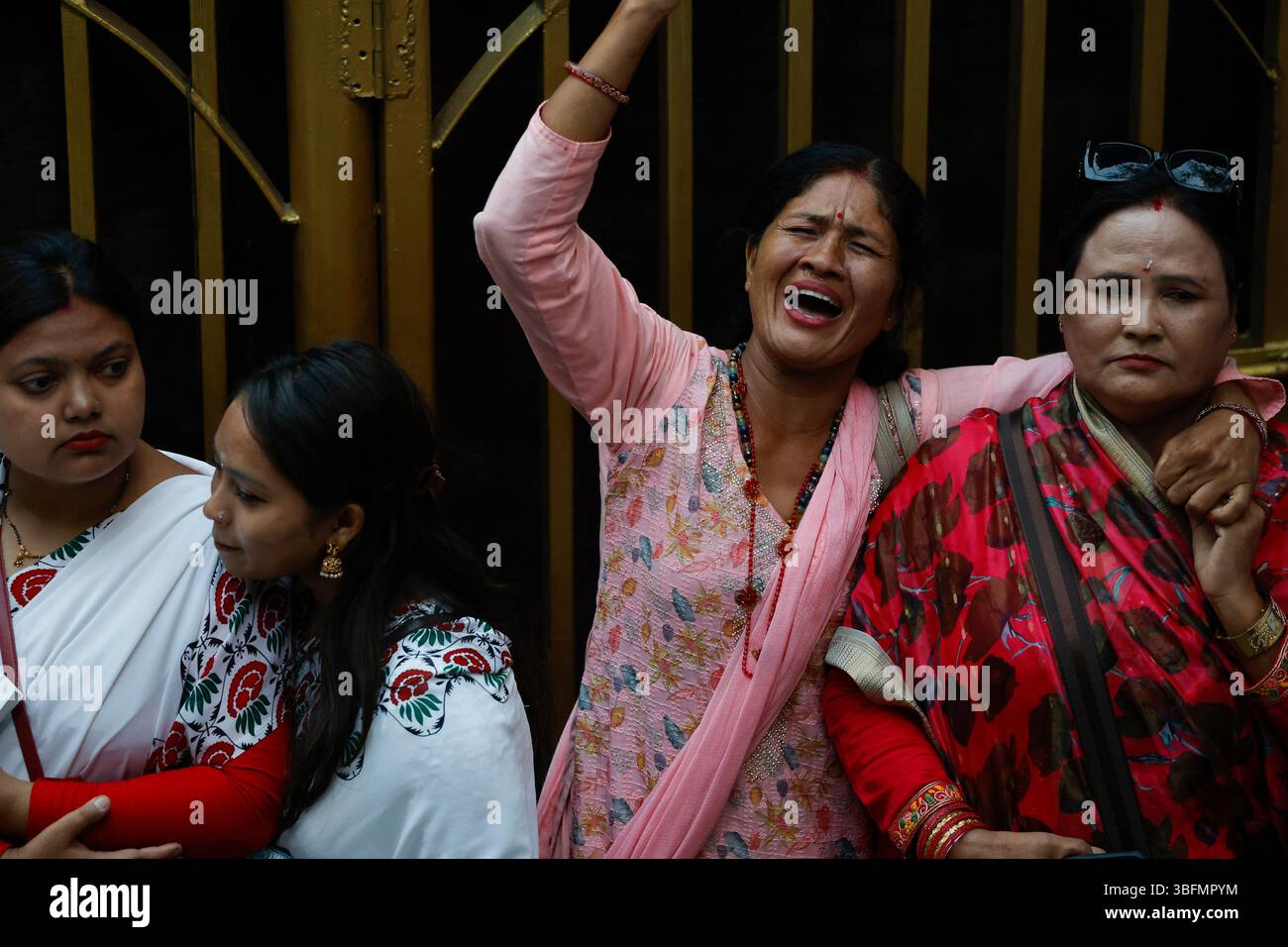 On June 2, 2025, in Kathmandu, Nepal. A women expresses an emotion ...