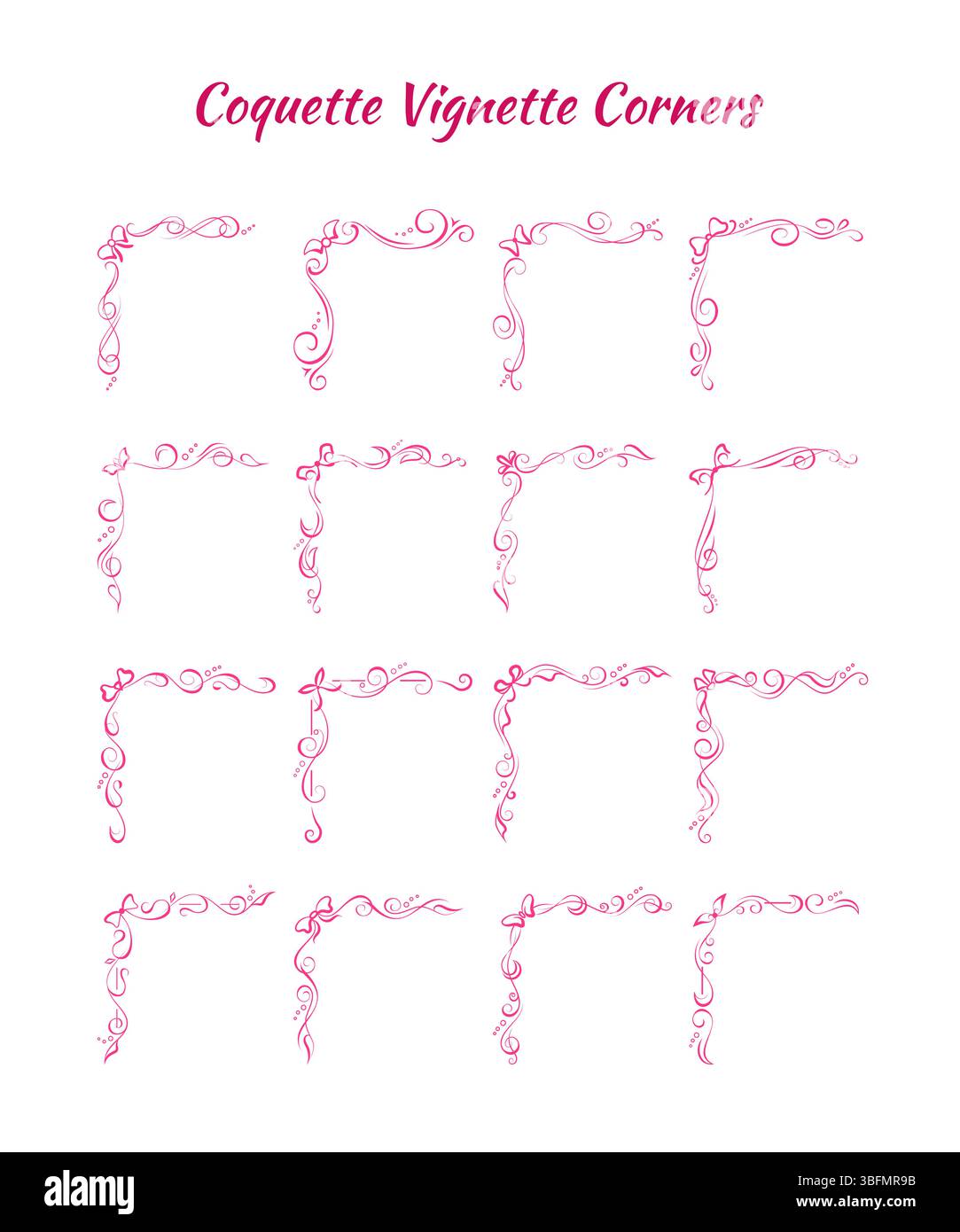 Set of 16 coquette bow vignette corners Stock Vector Image & Art - Alamy