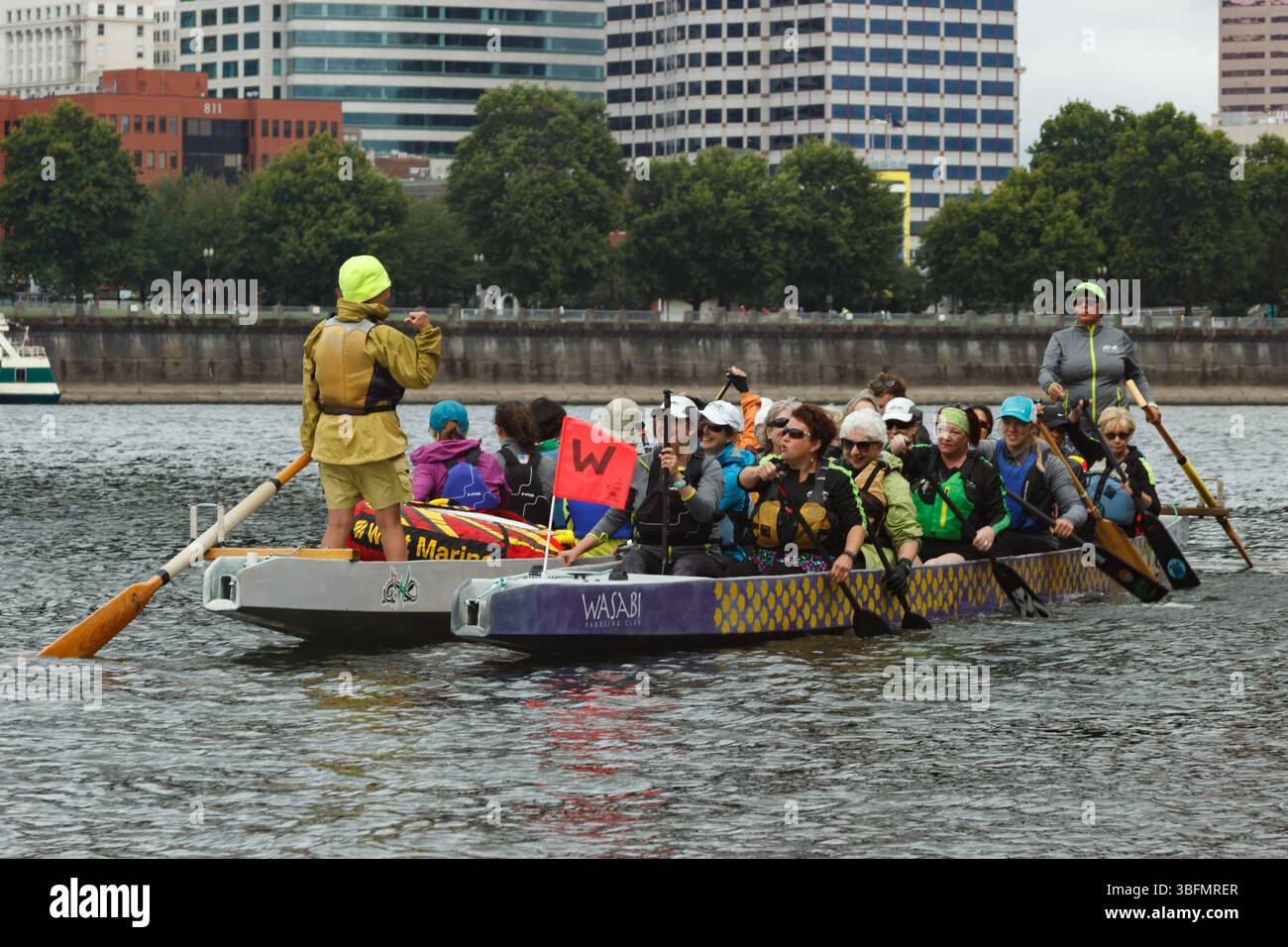 The Big Float, Portland, Oregon - July 10th 2016: People paddle in ...