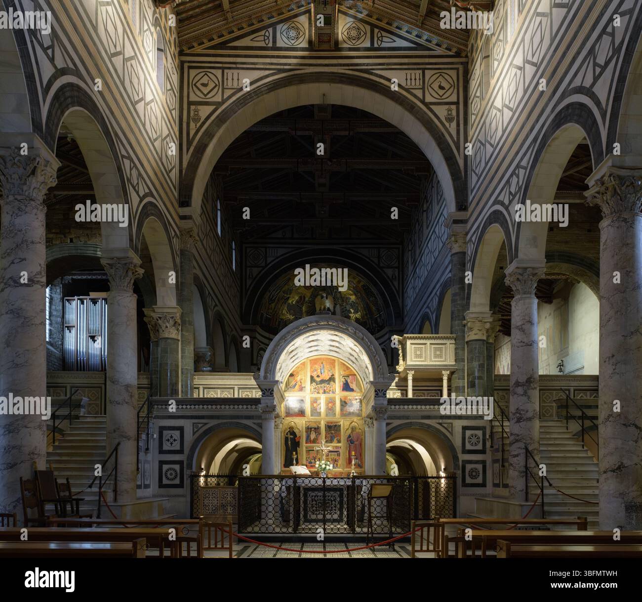 Interior of San Miniato al Monte, Florence, Italy, featuring the high ...
