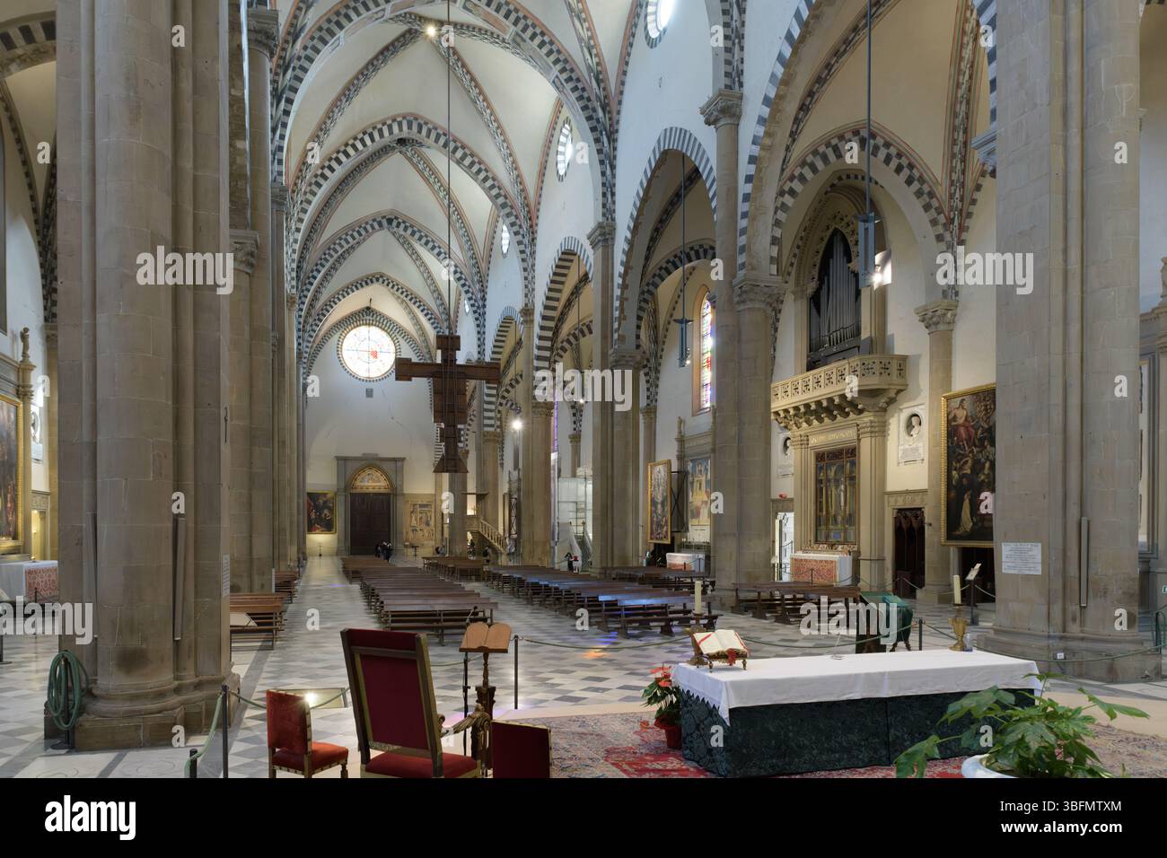 Interior view of Santa Maria Novella, Florence, from the high altar ...