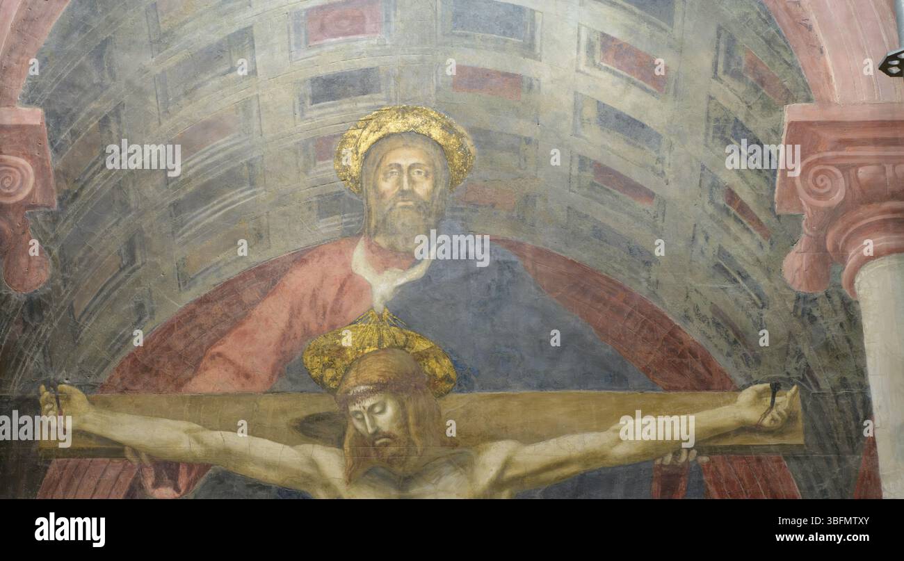 Detail of the Holy Trinity fresco by Masaccio in Santa Maria Novella ...