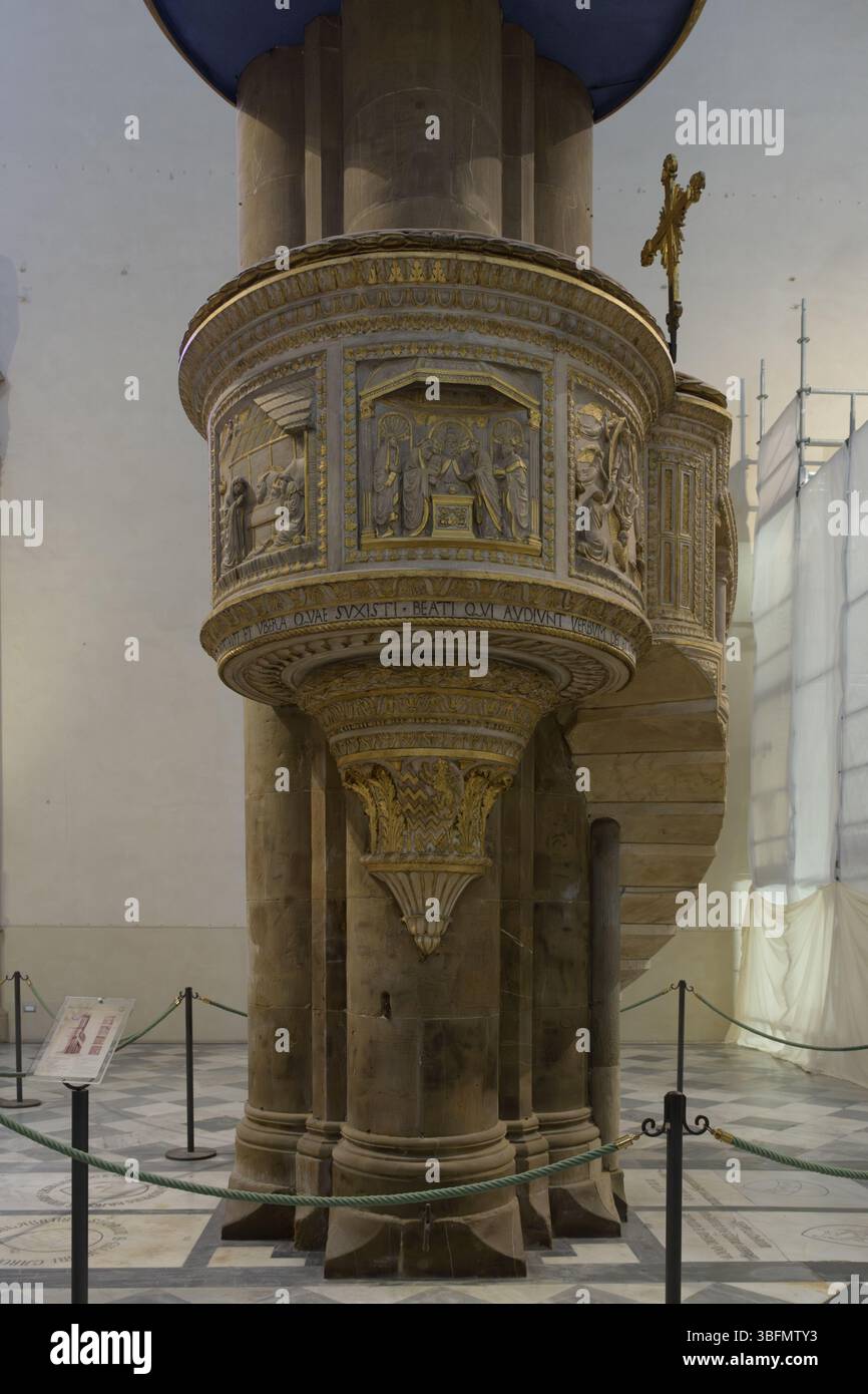 Marble pulpit in Santa Maria Novella, Florence, Italy, designed by ...
