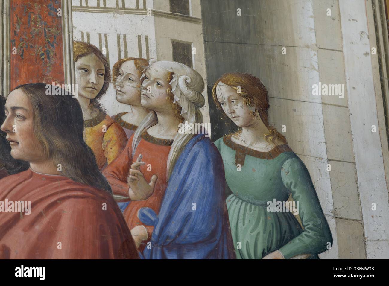Fresco detail by Domenico Ghirlandaio in the Tornabuoni Chapel, Santa ...