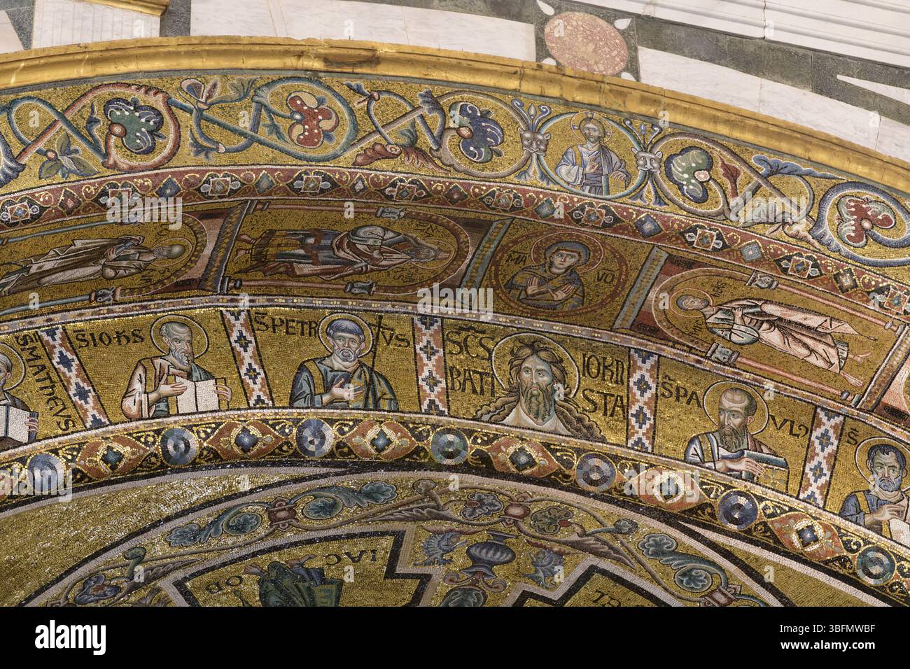 Mosaic archivolt with apostles and prophets surrounding Agnus Dei in ...