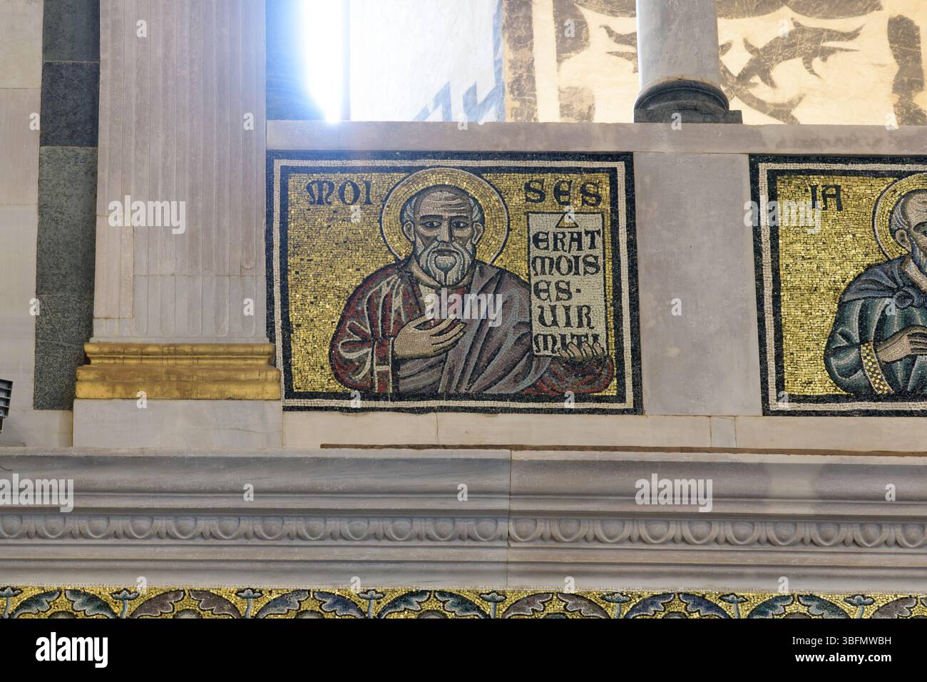 Mosaic portrait of Moses with tablet in the upper gallery of Florence ...