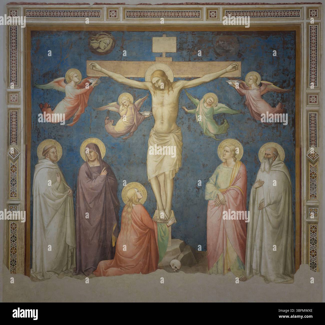 Fresco of the Crucifixion by Taddeo Gaddi, mid-14th century, with Virgin Mary, Saint John and ...