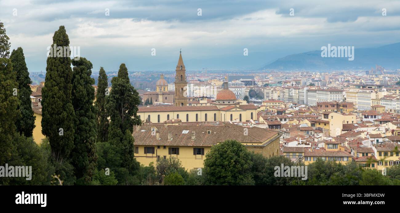 Panoramic view of Florence, Italy, with the Basilica of Santo Spirito ...