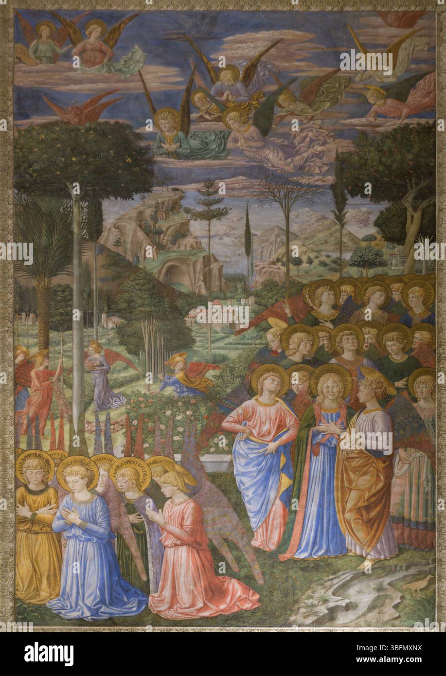 Adoring Angels fresco by Benozzo Gozzoli in the Chapel of the Magi ...
