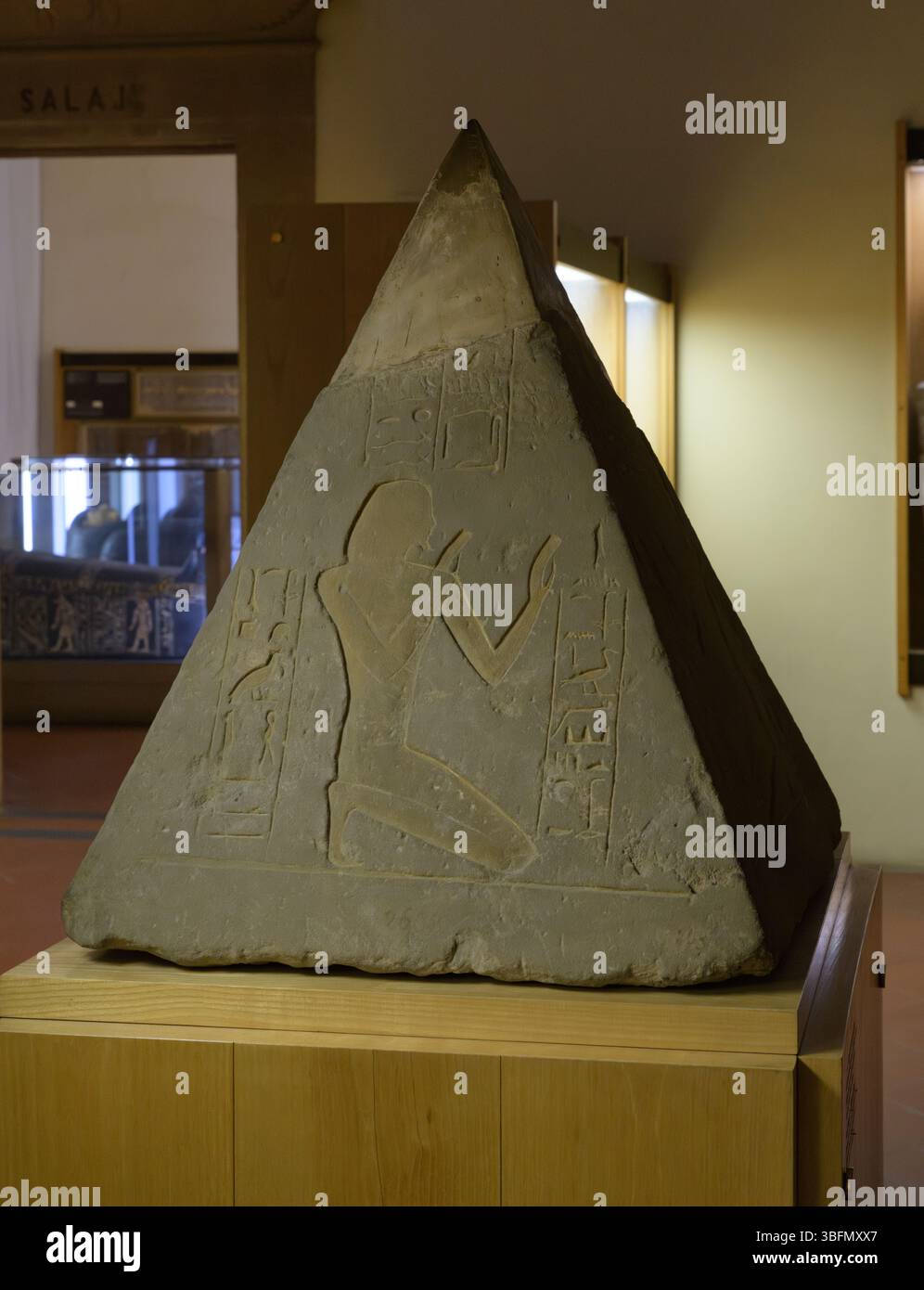 Pyramidion of the official Nehi, carved limestone with hieroglyphs and ...