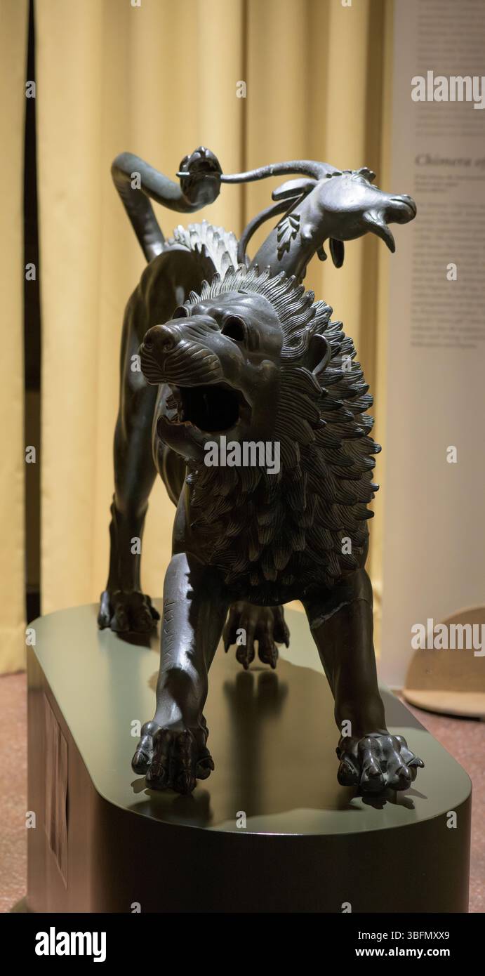 Etruscan bronze sculpture 'Chimera of Arezzo', mythological beast with ...