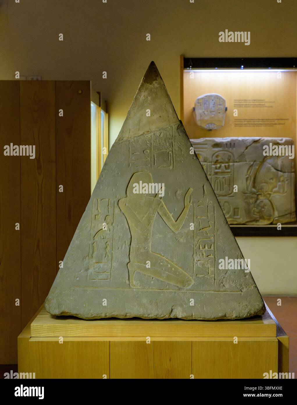 Pyramidion of the official Nehi, carved limestone with hieroglyphs and ...