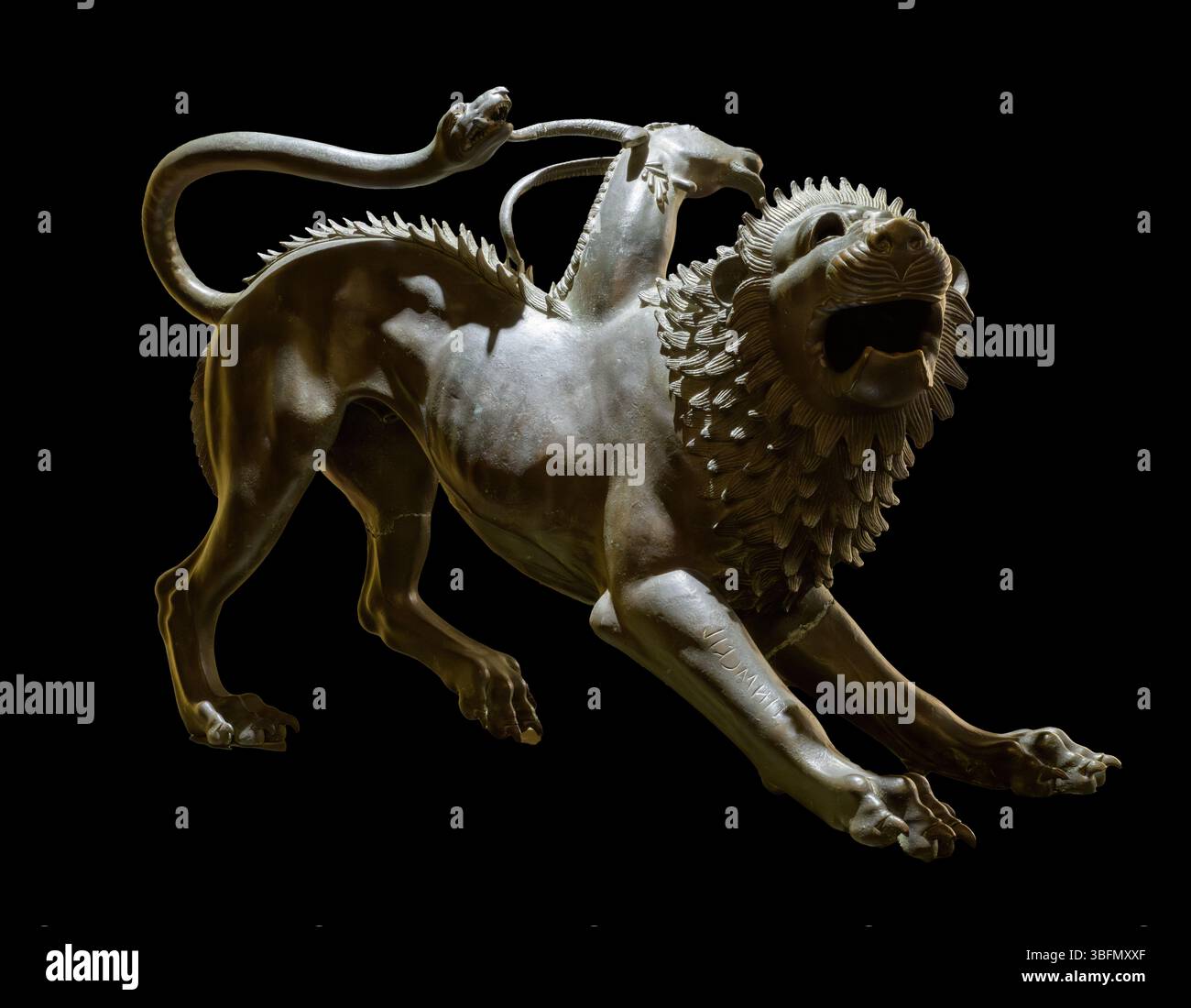 Etruscan bronze sculpture 'Chimera of Arezzo', mythological beast with ...