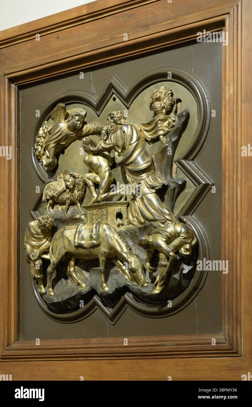 Gilt bronze relief 'Sacrifice of Isaac' by Filippo Brunelleschi, 1401 ...