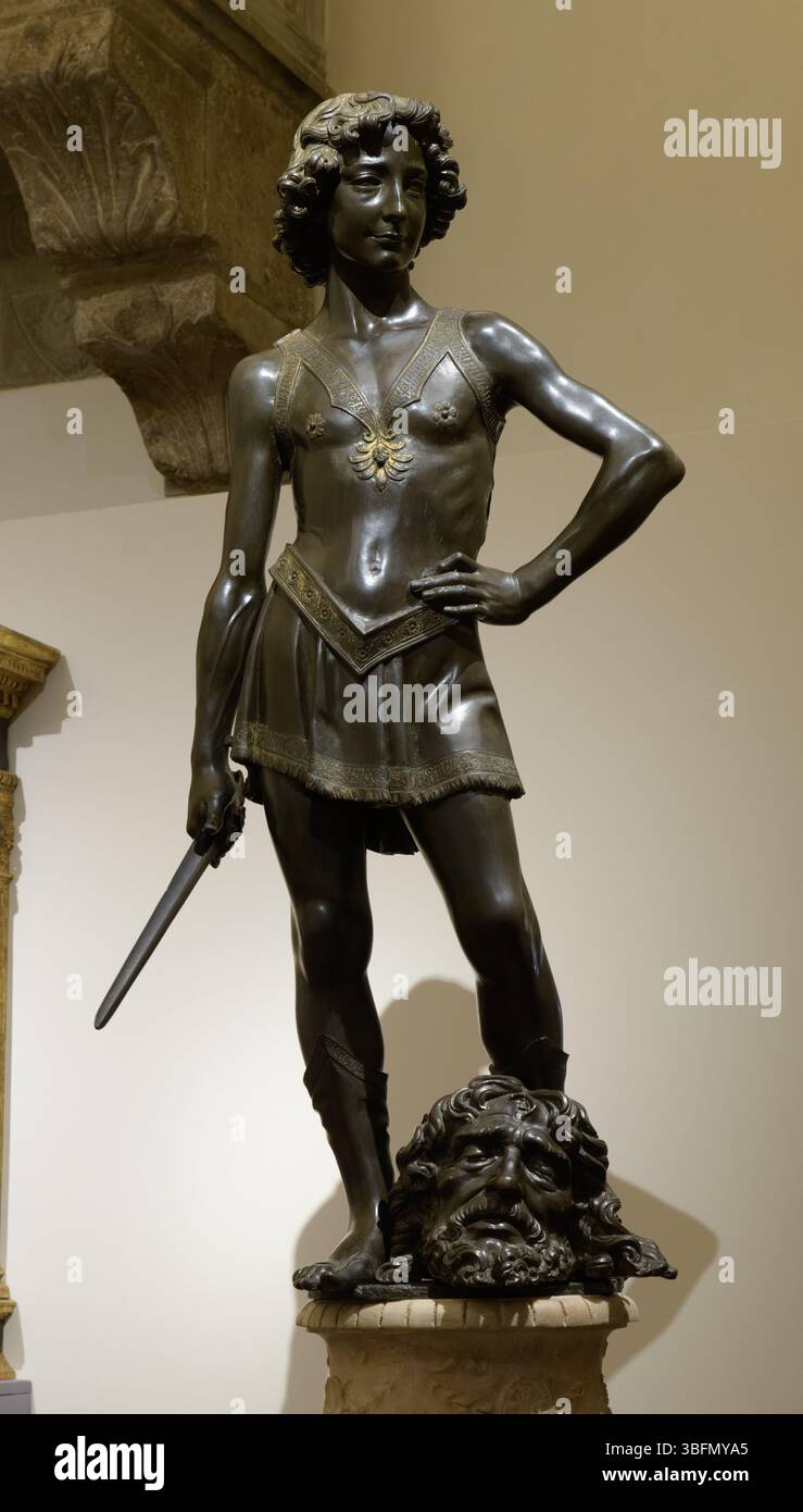 Bronze statue of David by Andrea del Verrocchio, c. 1473-1475 ...