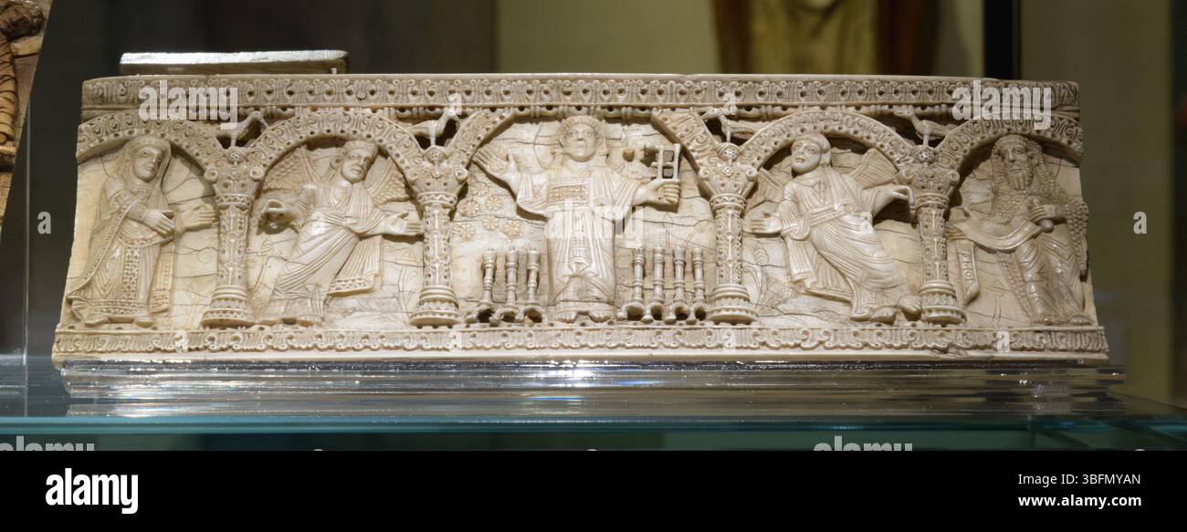Ivory panel with Christ of the Apocalypse between two angels, the ...