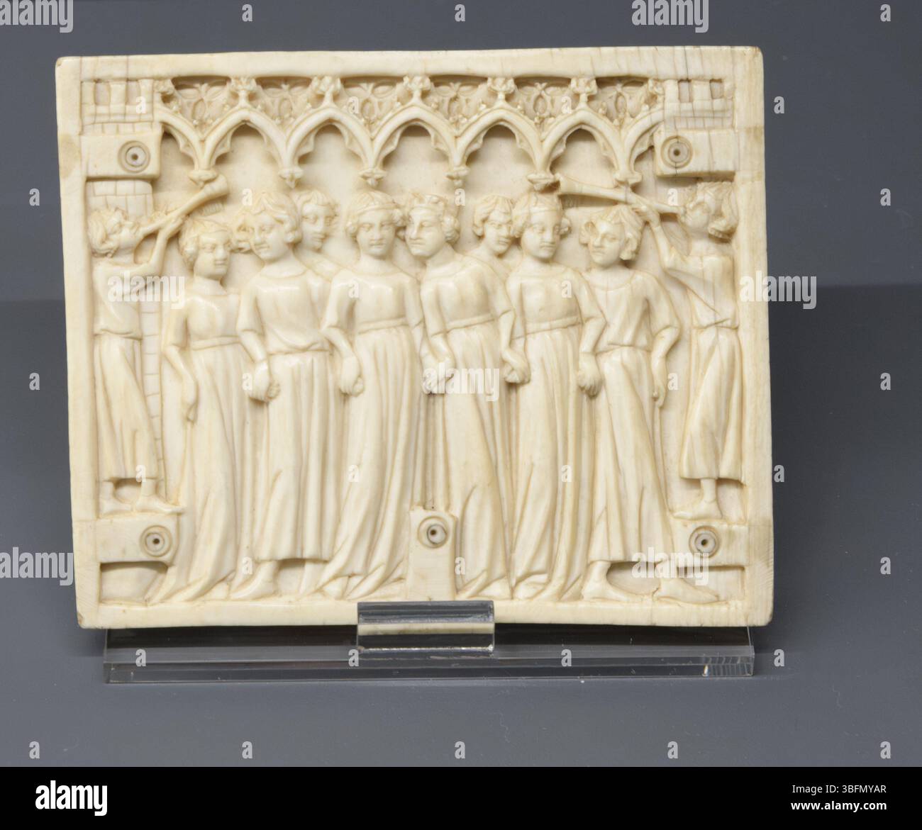 Ivory panel of a casket with scenes from the Romance of the Chatelaine ...
