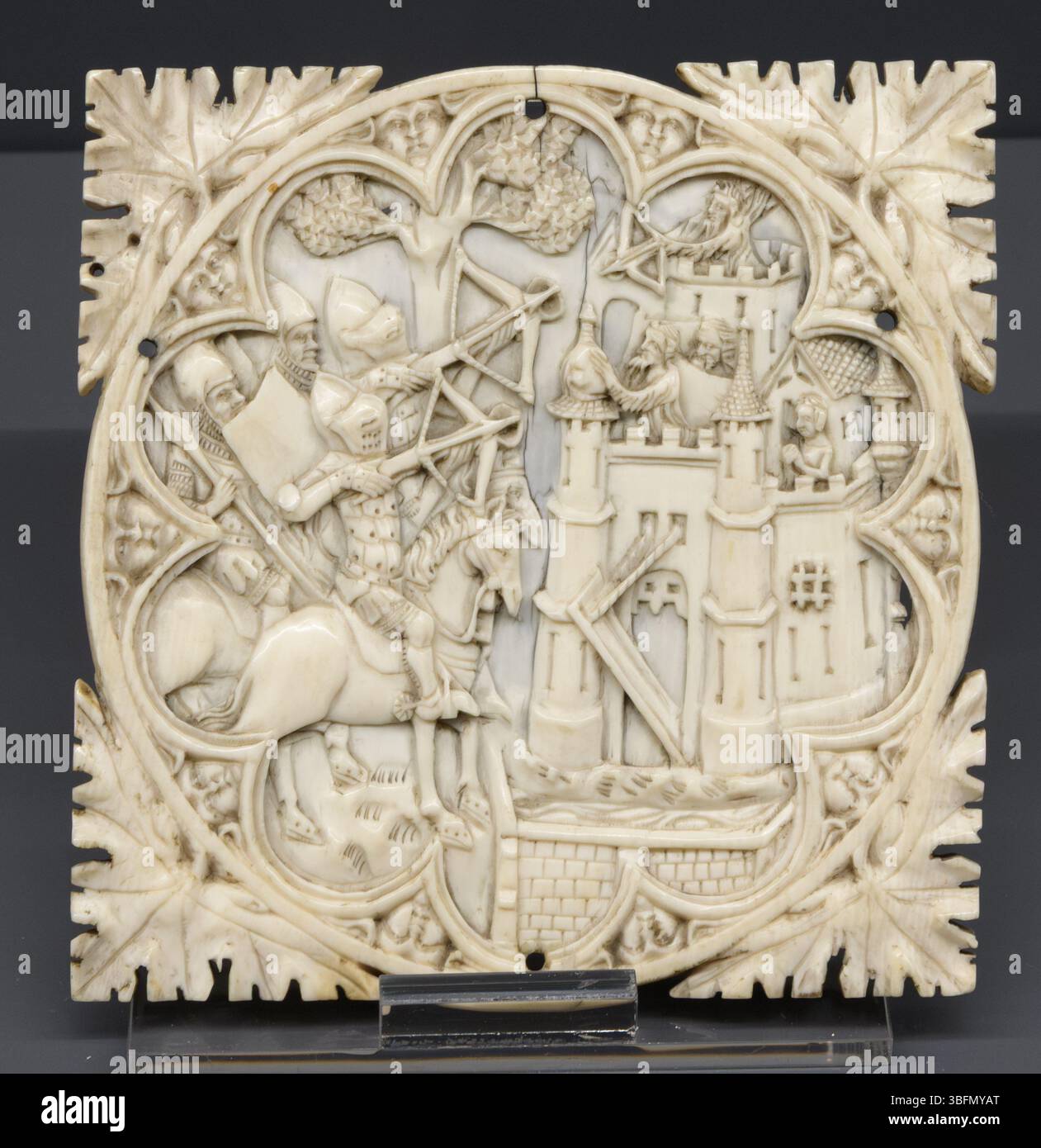 Ivory mirror-case with a castle assault scene, Paris or northern France ...