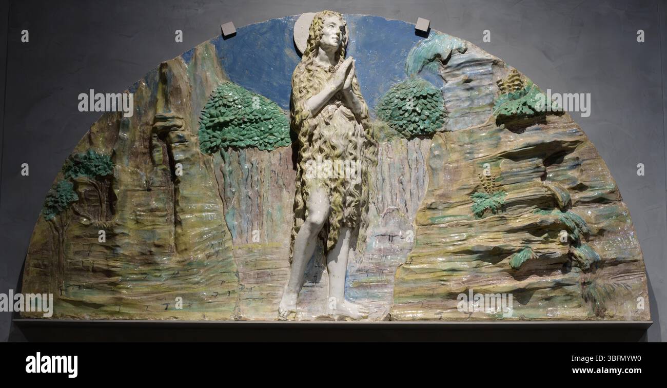 Glazed terracotta relief of St. Mary of Egypt by Benedetto Buglioni, c ...