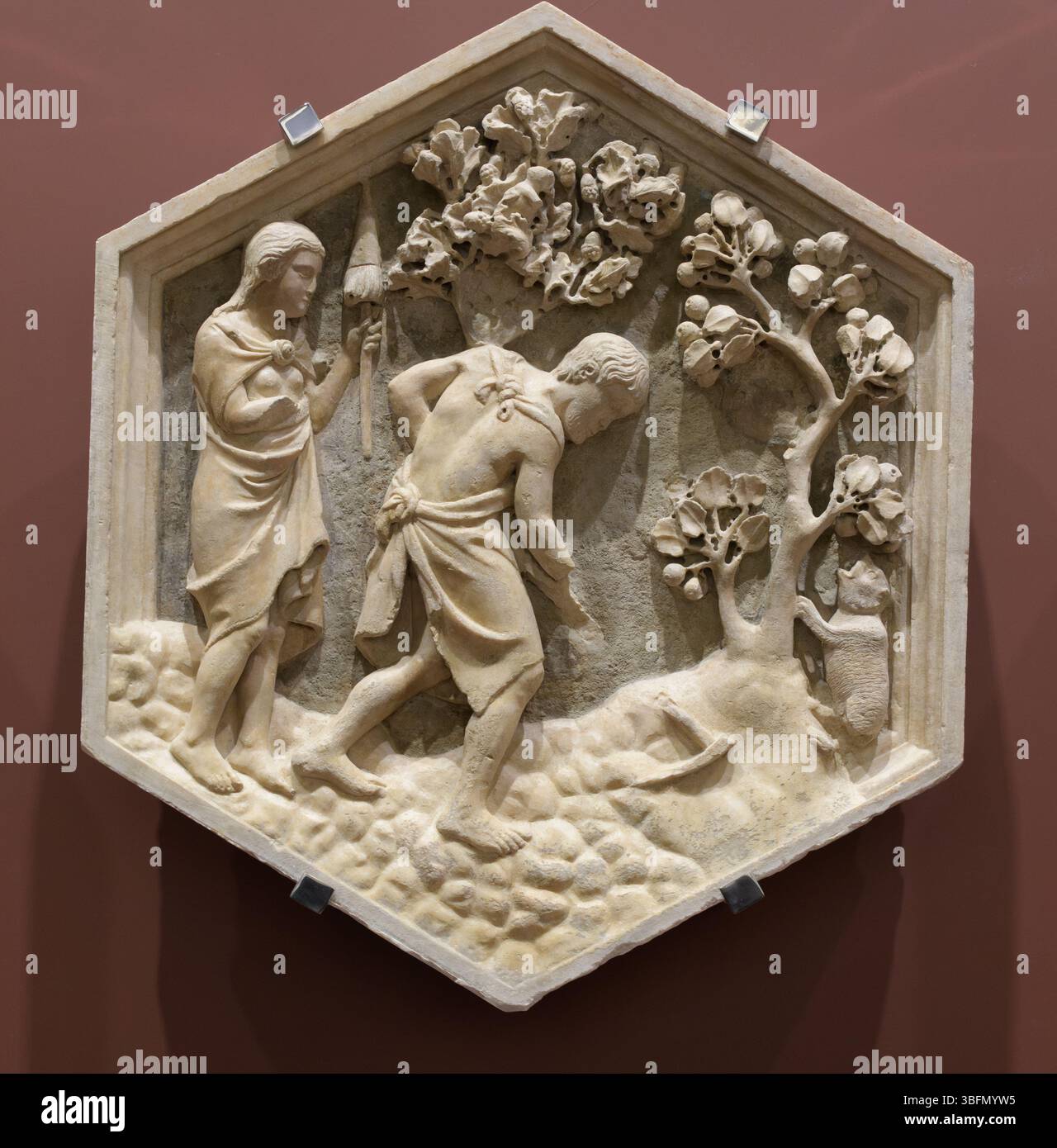 Relief showing the Expulsion from the Garden of Eden, Florence, Italy ...